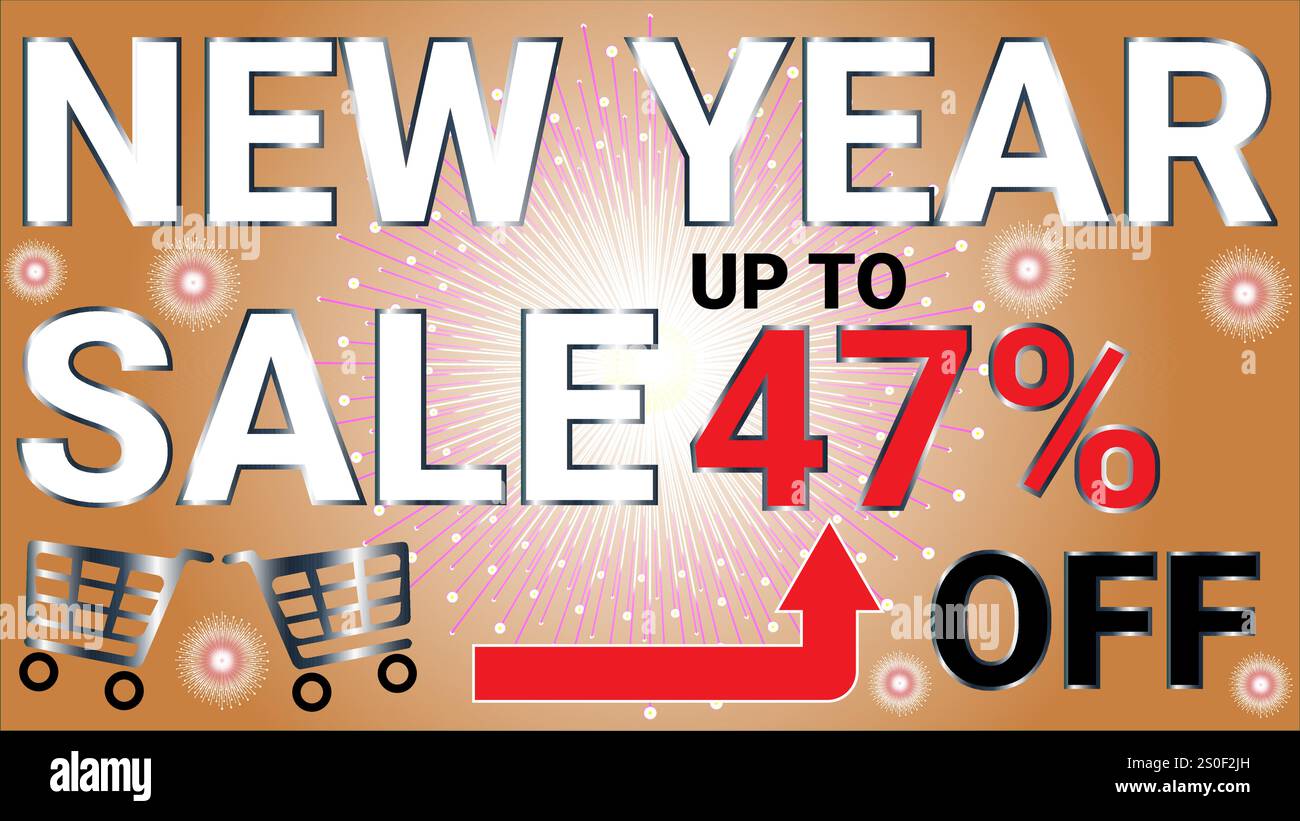 New year sale up to 47 percent off banner with Tiger Orange and white ...
