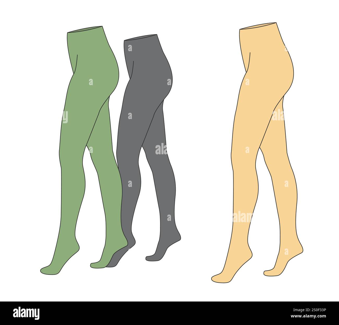 Women's tights technical flat drawing vector mockup illustration Stock ...