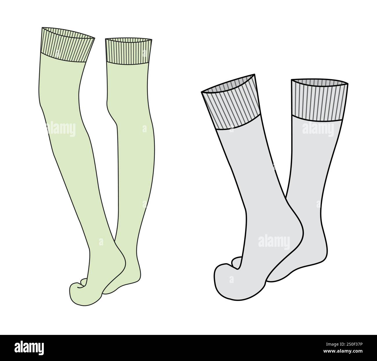 Pop socks vector mockup template technical technical line drawing Stock ...
