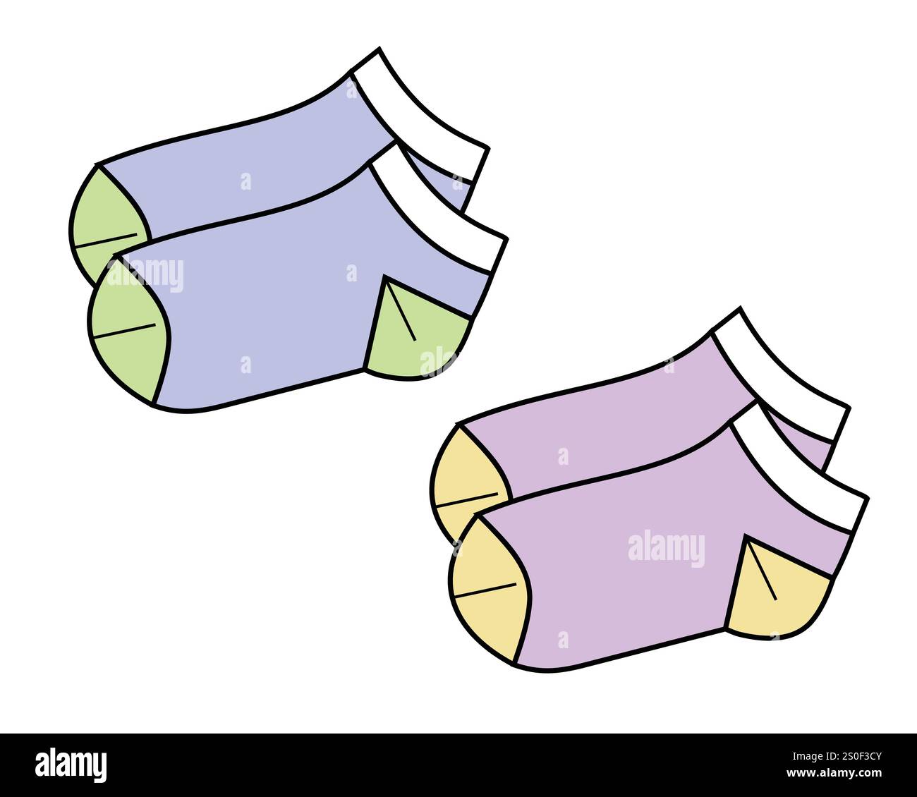 Female slip on socks vector mockup template technical technical line ...