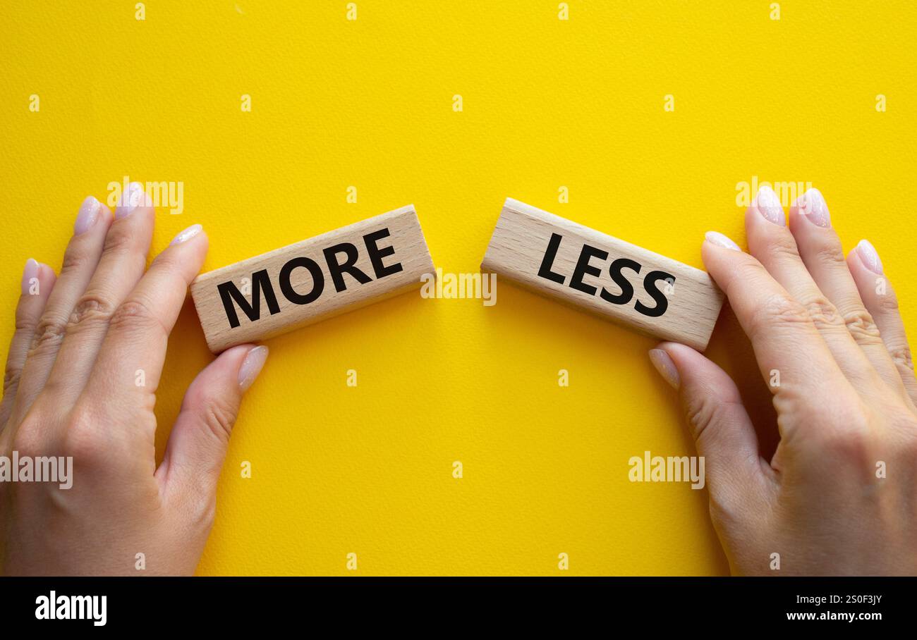 More or Less symbol. Concept word More or Less on wooden blocks ...