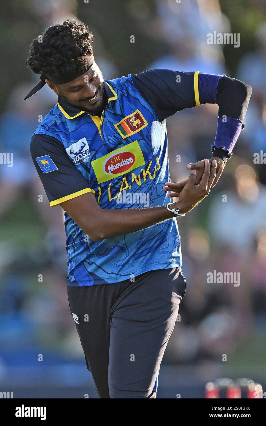 Sri Lanka's Avishka Fernando celebrates the wicket of New Zealand's ...