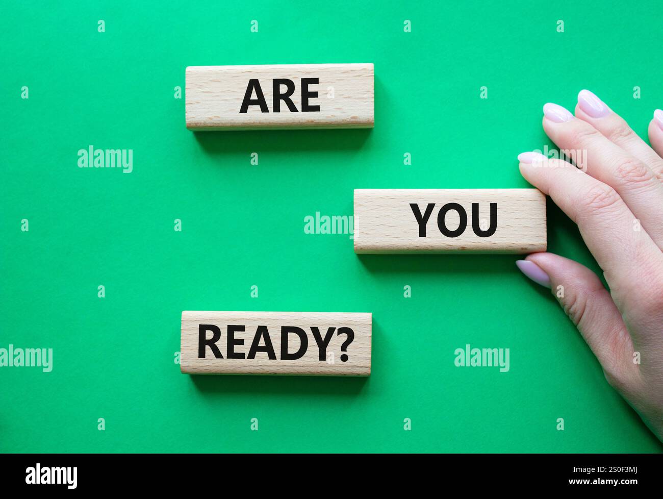 Are you ready symbol. Concept word Are you ready on wooden blocks ...