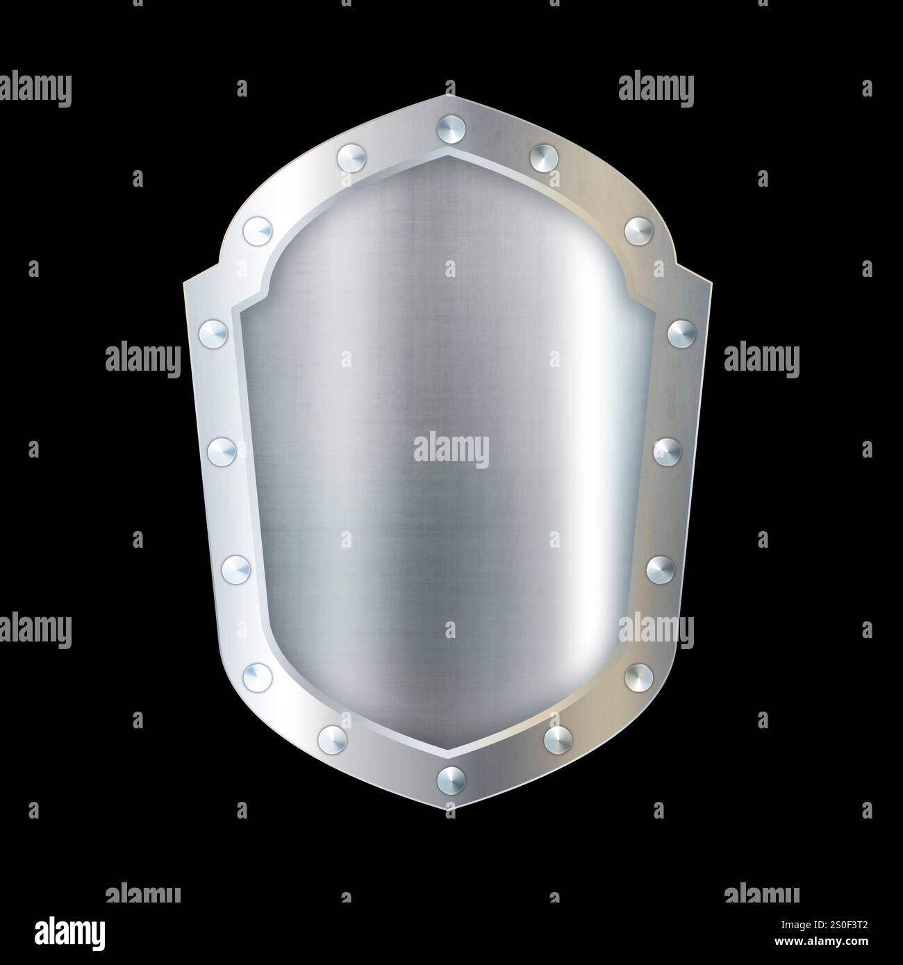 Metallic shield with chrome riveted border Stock Photo - Alamy