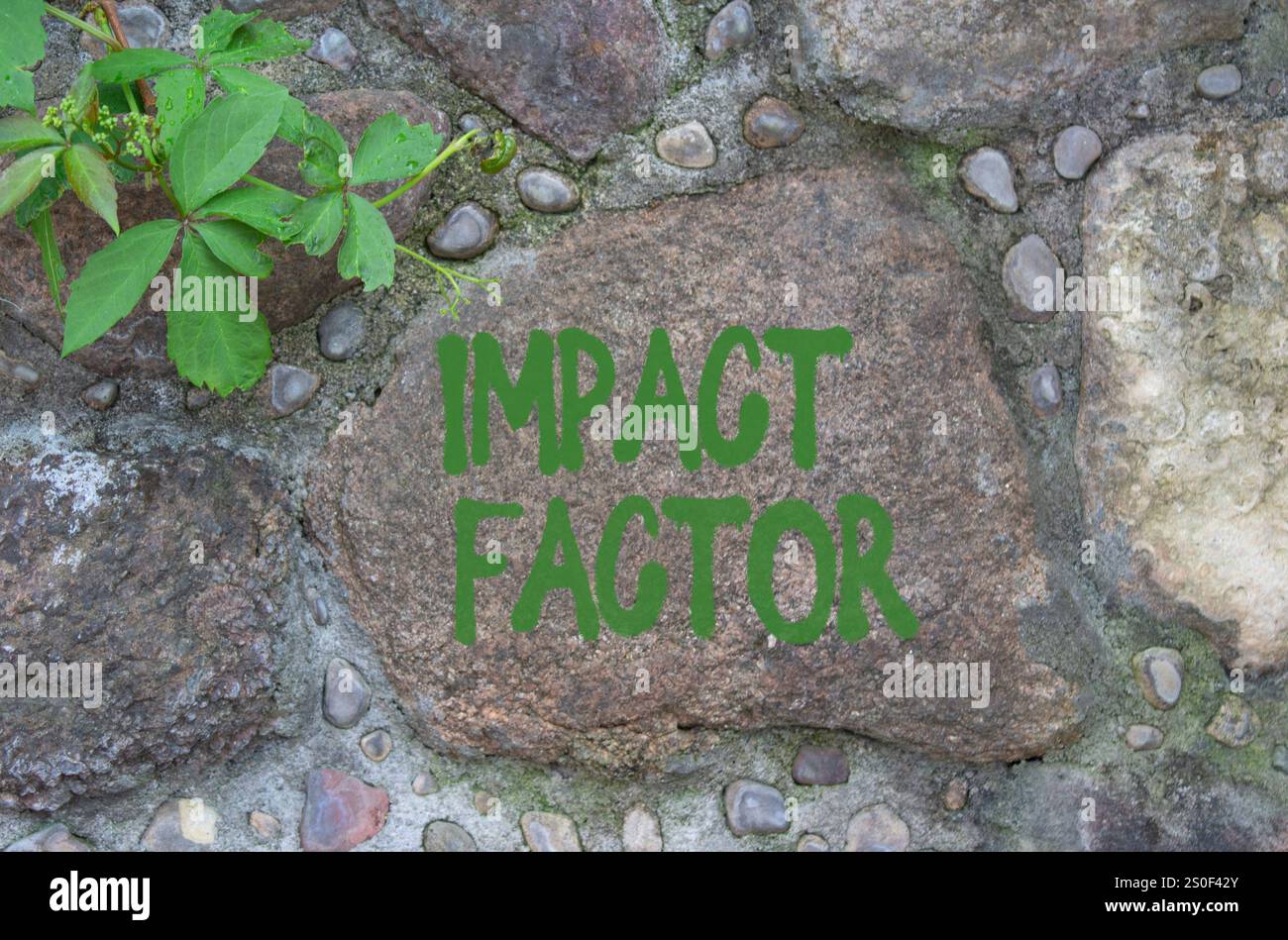 Impact Factor symbol. Stone wall with words Impact Factor. Beautiful ...