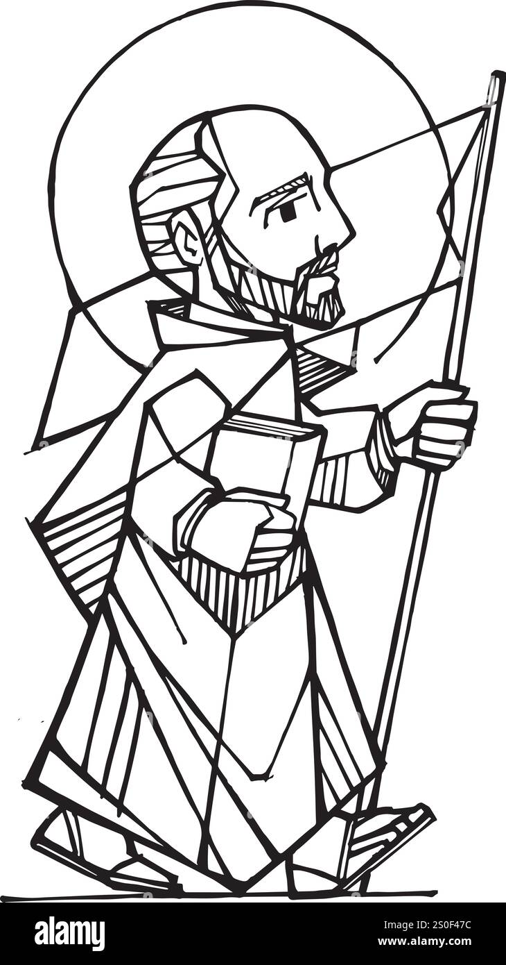 Hand drawn vector illustration or drawing of Saint Ignatius of Loyola ...