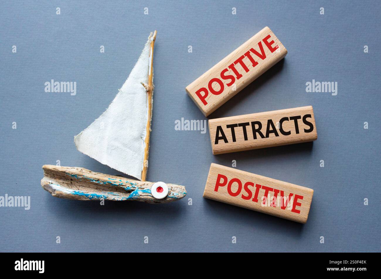 Positive attracts Positive symbol. Wooden blocks with words Positive ...