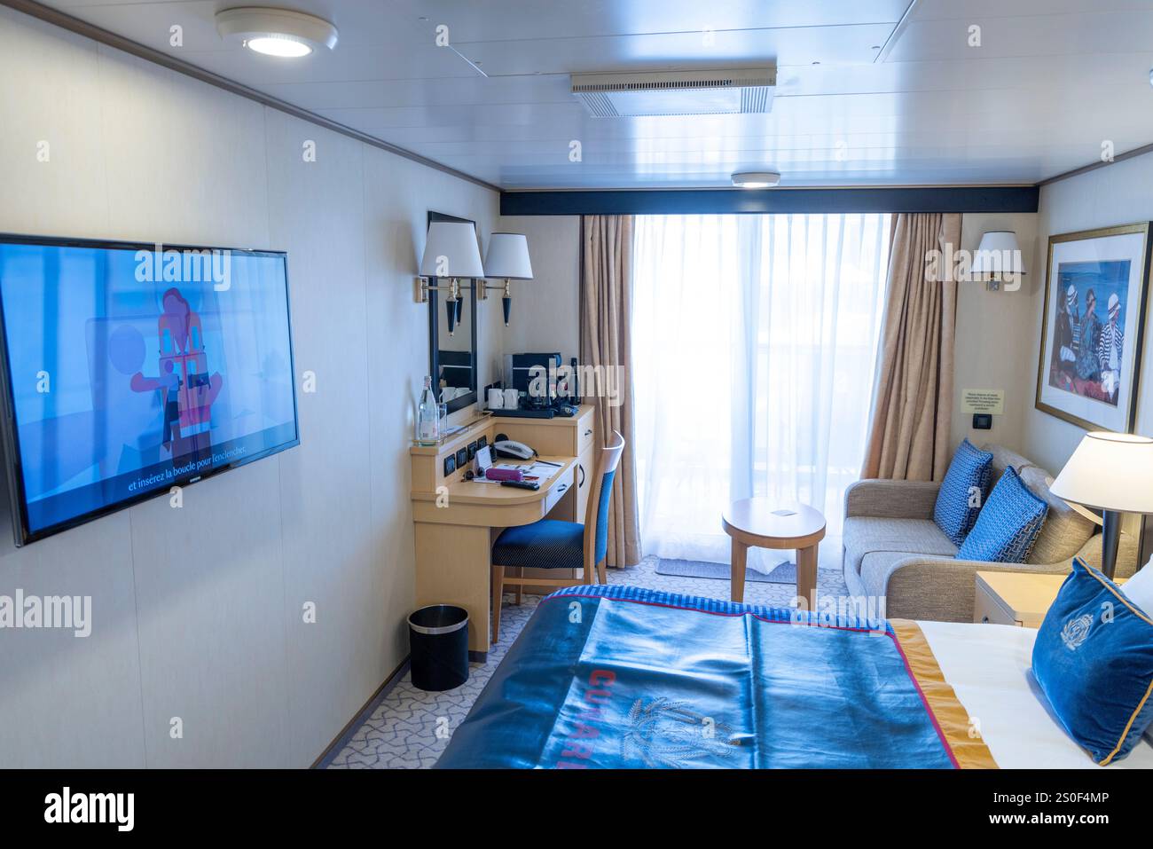 Cunard Queen Elizabeth cruise ship, Britannias club balcony stateroom ...