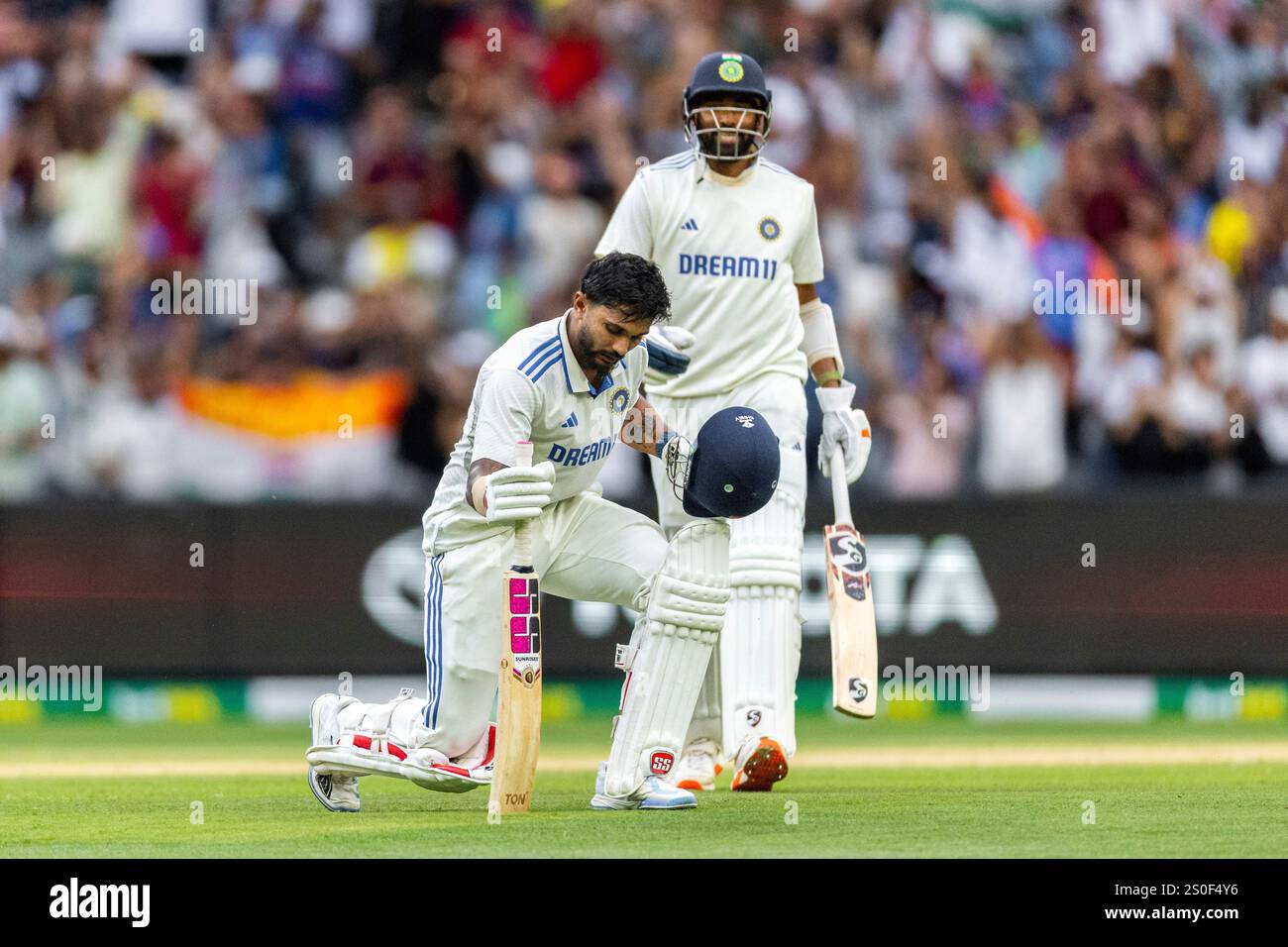 MELBOURNE, AUSTRALIA - DECEMBER 28: Nitish Kumar Reddy of India ...