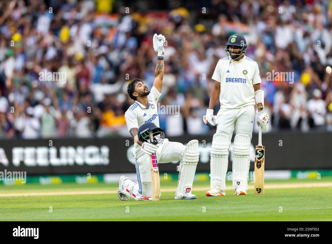 MELBOURNE, AUSTRALIA - DECEMBER 28: Nitish Kumar Reddy of India ...