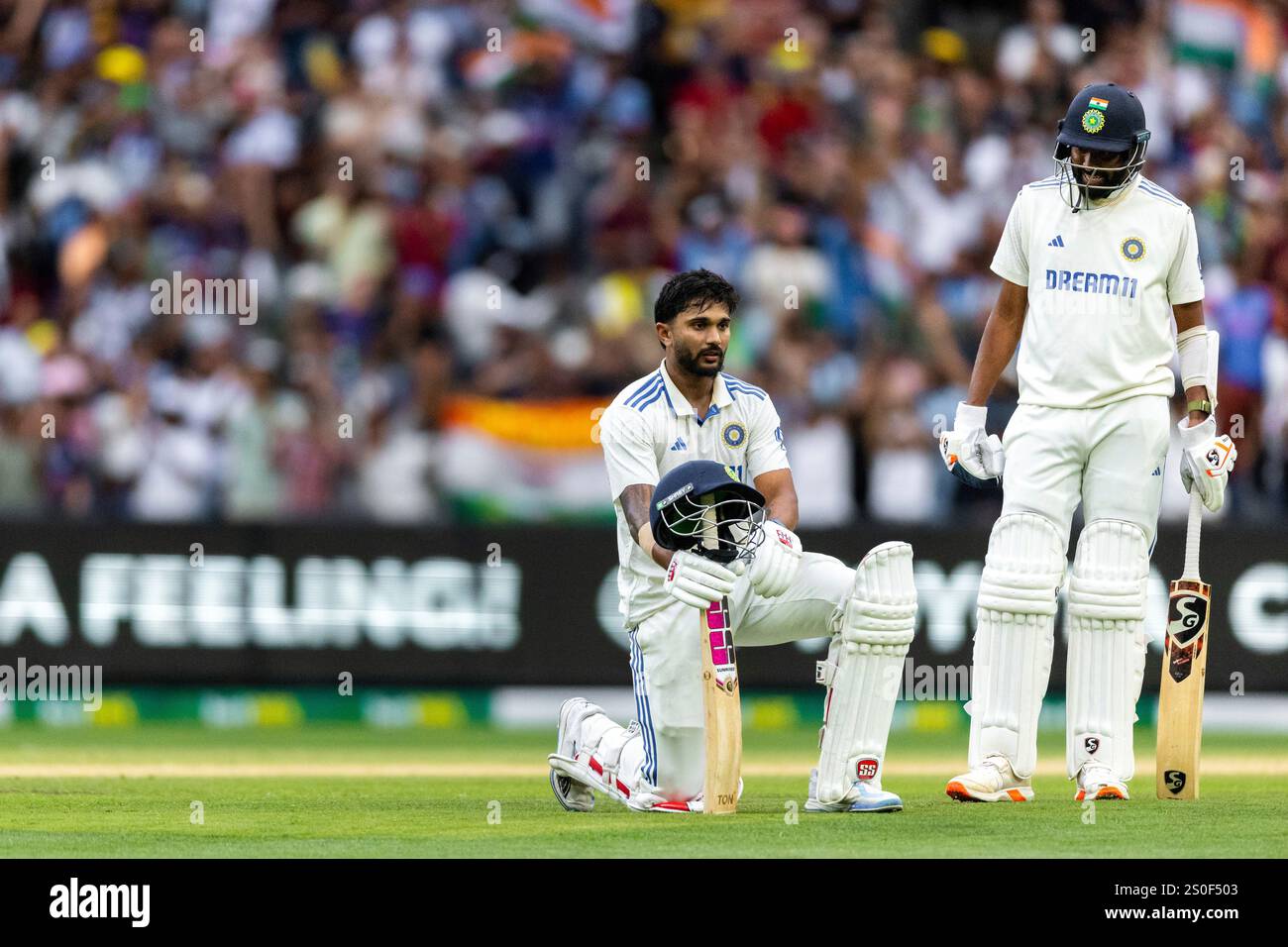 MELBOURNE, AUSTRALIA - DECEMBER 28: Nitish Kumar Reddy of India ...