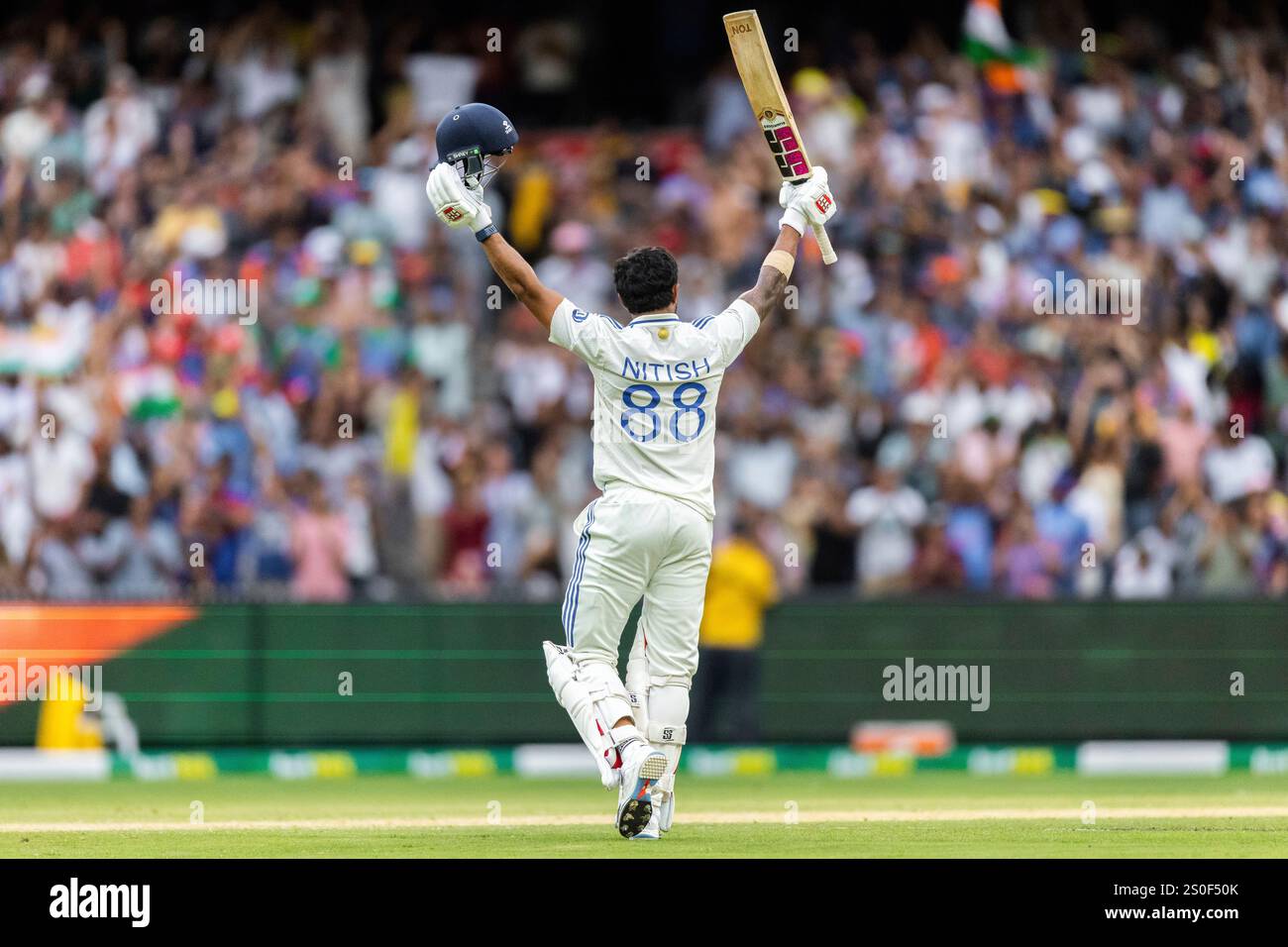 MELBOURNE, AUSTRALIA - DECEMBER 28: Nitish Kumar Reddy of India ...