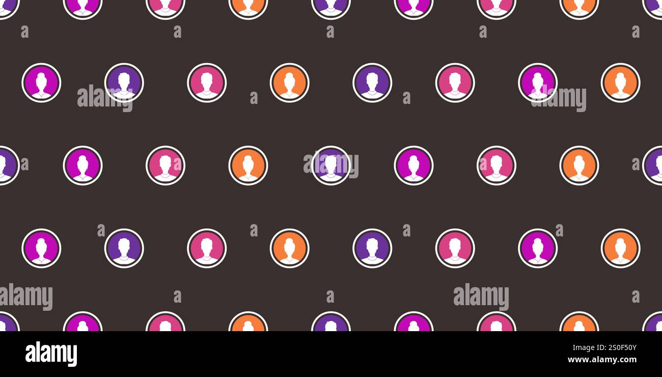 Colorful Seamless User Account Avatars Texture, Background with Rows of ...