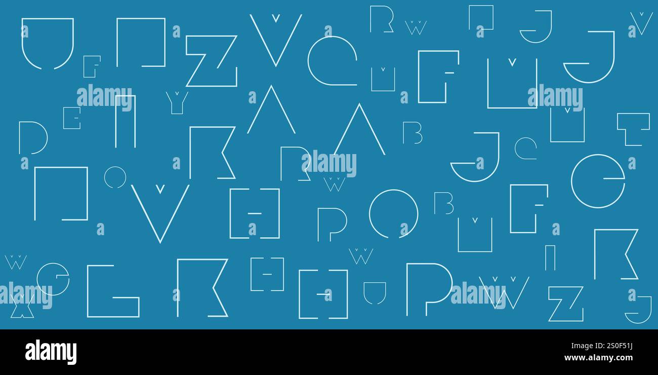 Various Blue Randomly Placed, Sized and Oriented Art Deco Style Bold ...