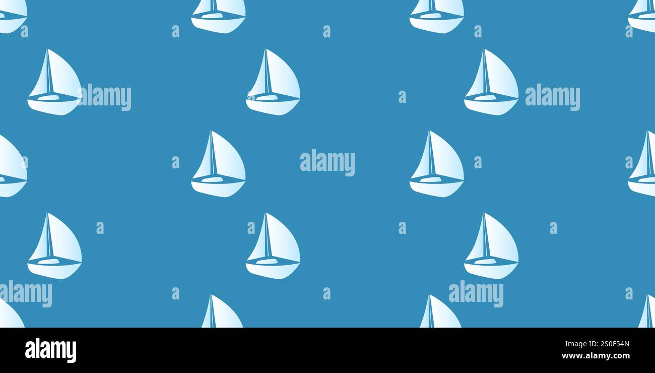Sailing Boats on Blue Background, Seamless Texture for Web, Business ...