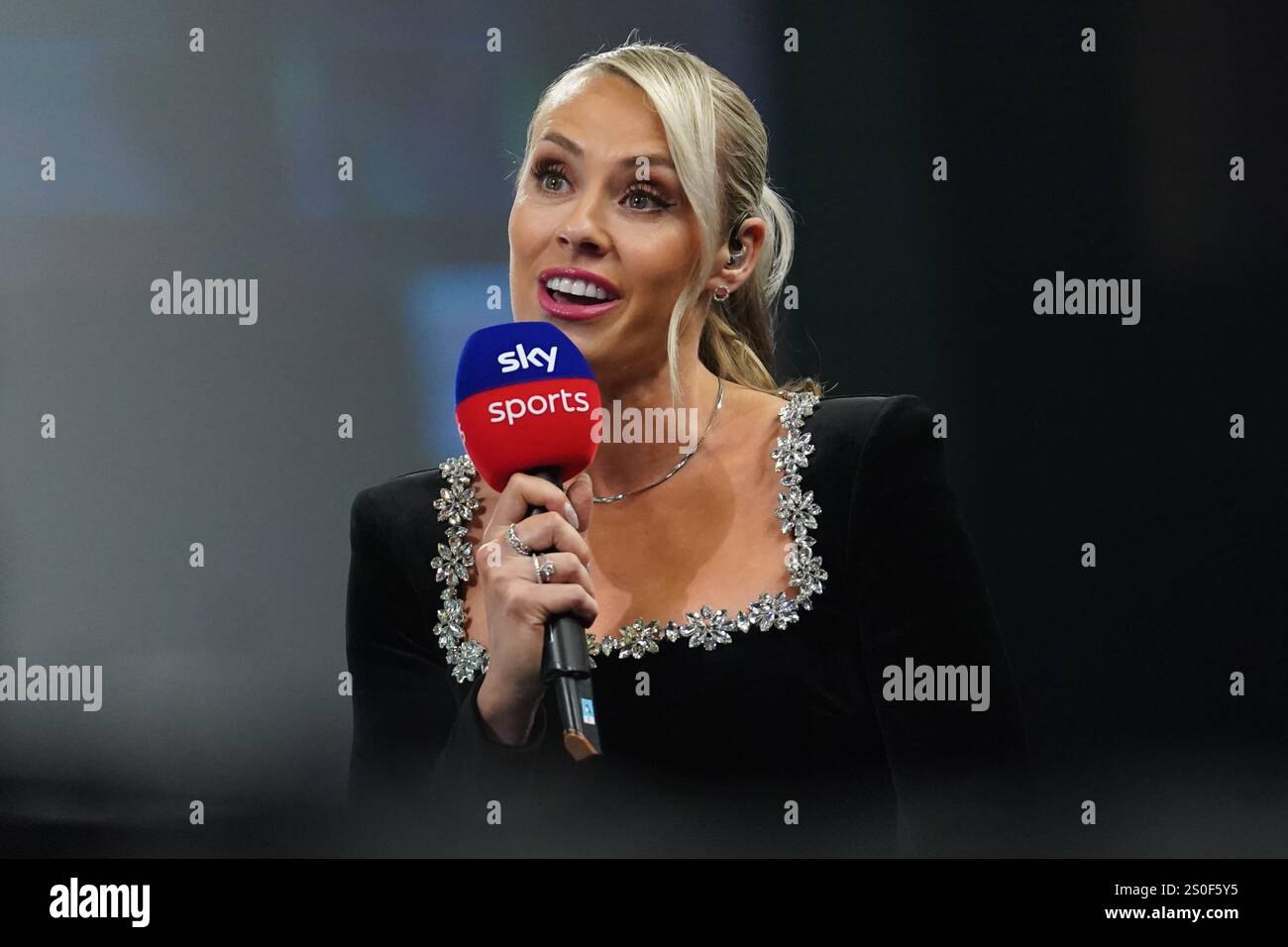 London, UK. 27th Dec, 2024. Presenter Emma Paton during the in the PDC ...