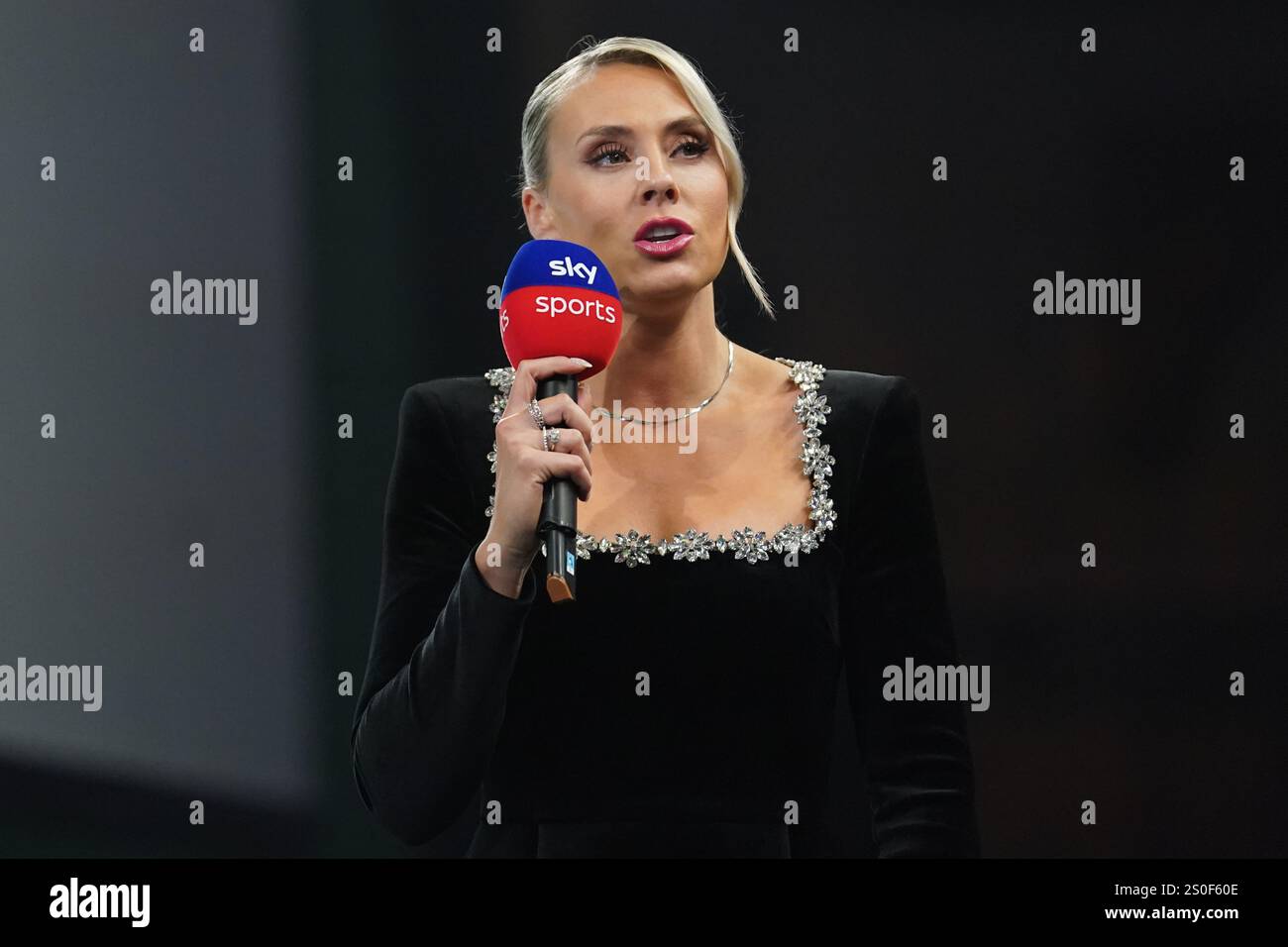 London, UK. 27th Dec, 2024. Presenter Emma Paton during the in the PDC ...