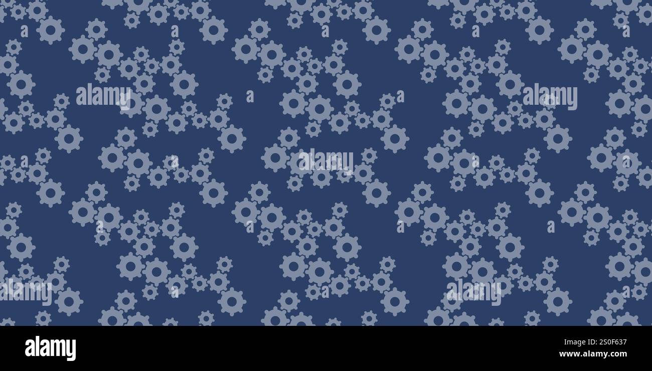 Grey Cog Wheels or Gear Symbols Pattern on Wide Scale Blue Background ...