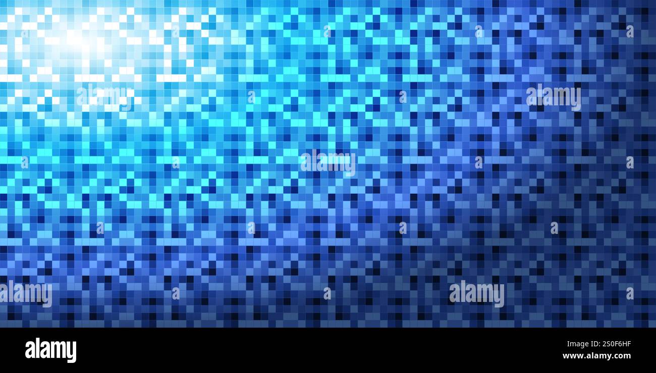 Simple Lit Pixelated Tiles Colored in Shades of Blue - Geometric Shapes ...