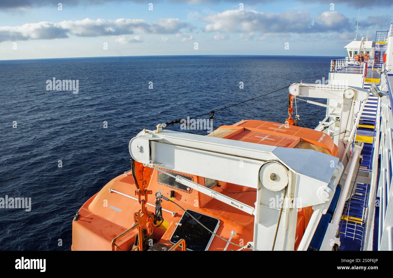 FILE PICS: At Sea, St Nazaire-Gijon. Dec 28, 2024: Davits & cables ...