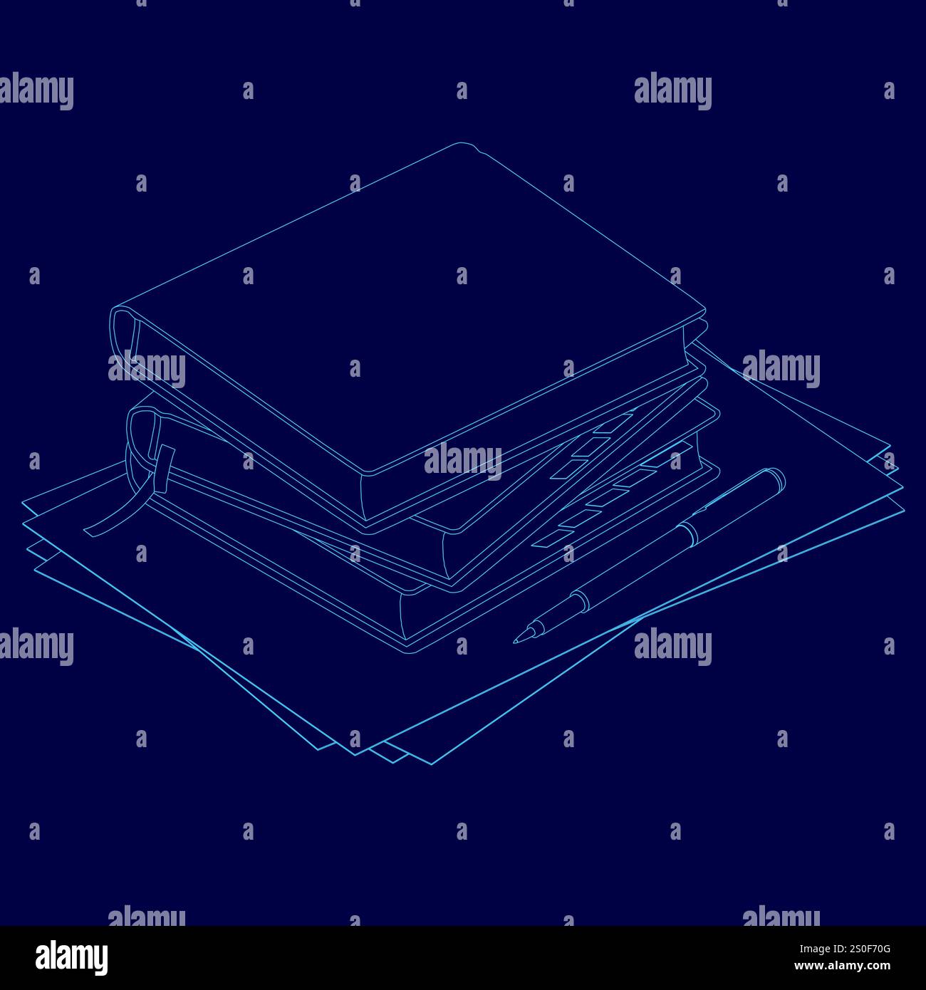 Stack of books with a pen on top. Concept of knowledge and learning, as ...