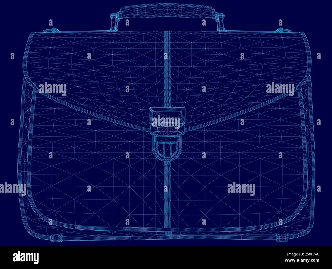 Blue image of a briefcase. The briefcase is made of a shiny material ...