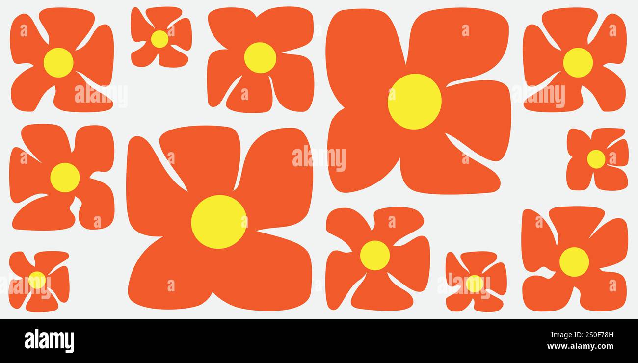 Simple Retro Style Flowers Pattern - Summer or Sping Theme from the 60s ...