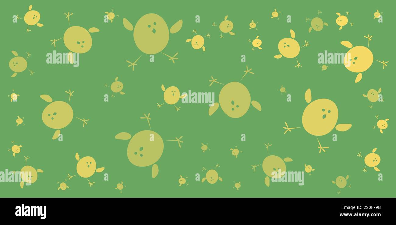 Happy Easter Background Template - Random Placed Yellow Chicks Pattern ...