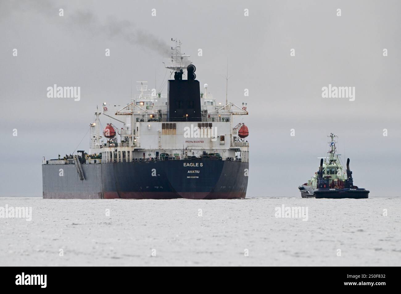 Helsinki, Finland. 28th Dec, 2024. Oil tanker Eagle S outside the ...