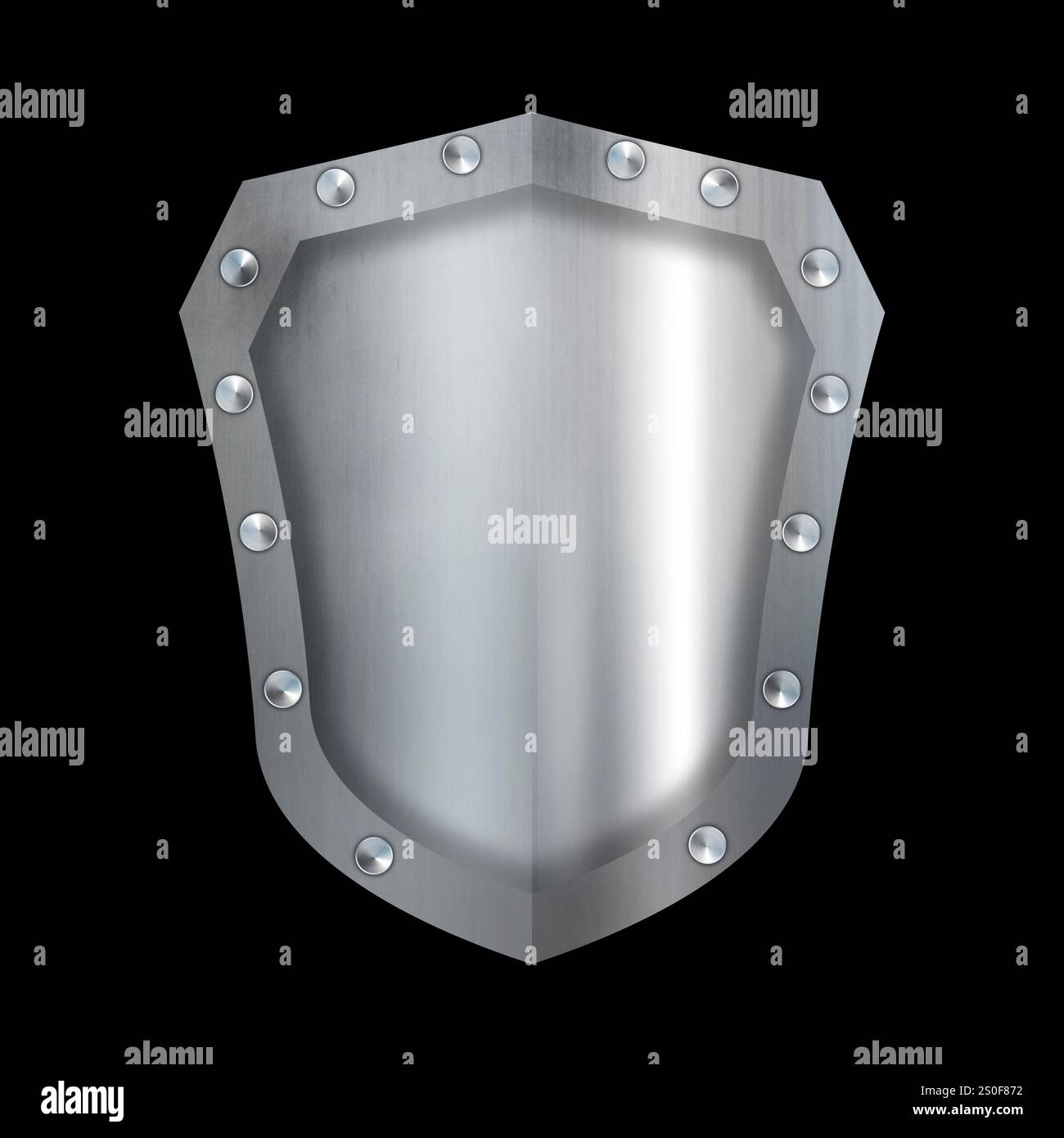 Metallic shield with chrome riveted border Stock Photo - Alamy