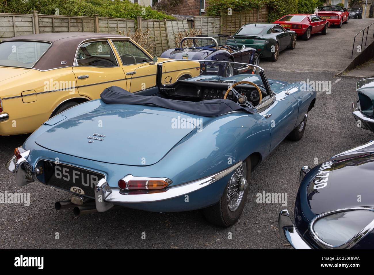 Jaguar E Type rear view Stock Photo - Alamy
