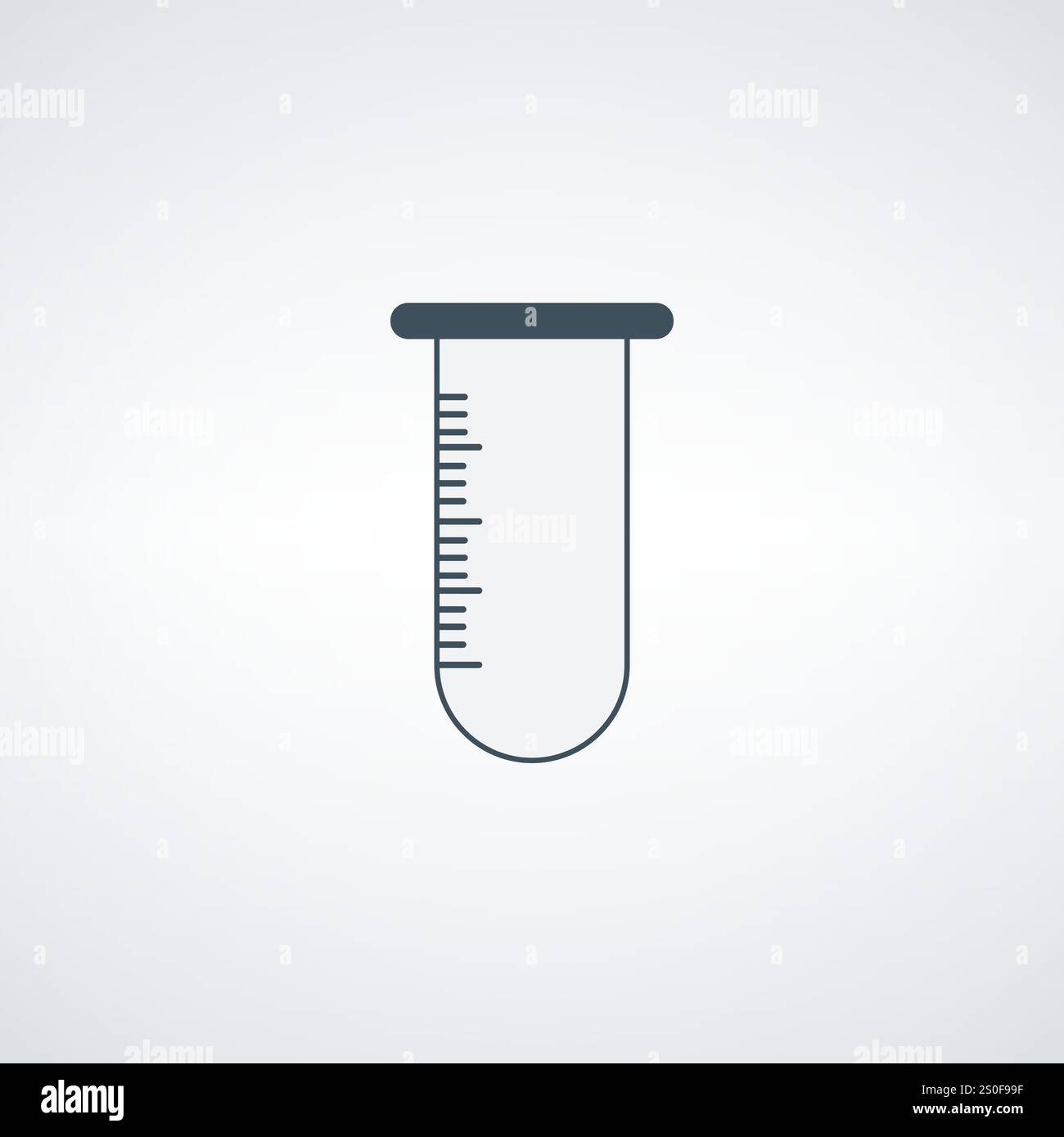 Vector icon of a test tube with a ruler on white background Stock ...