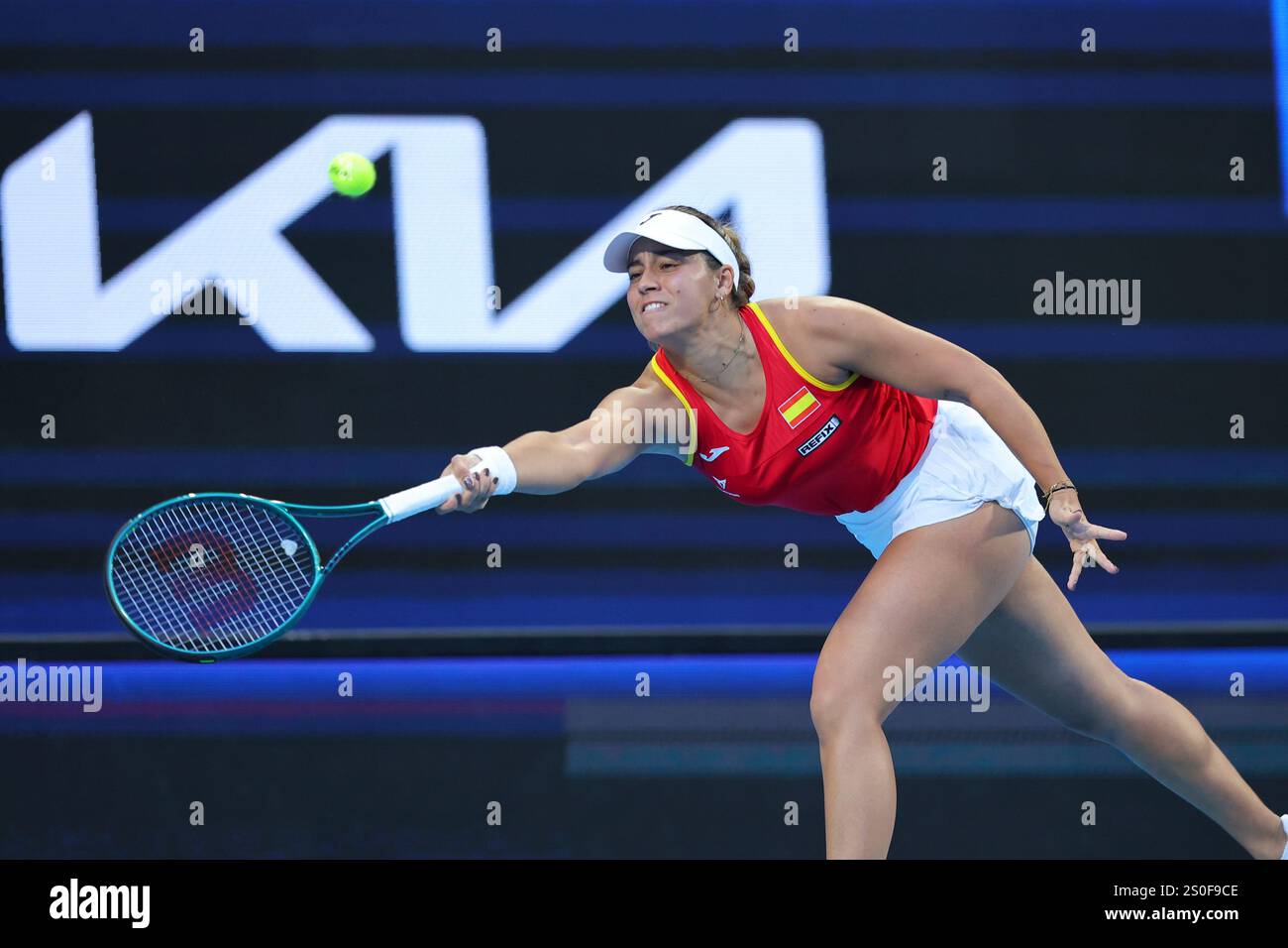 Jessica Bouzas Maneiro of Spain plays a forehand shot to opponent Maria ...