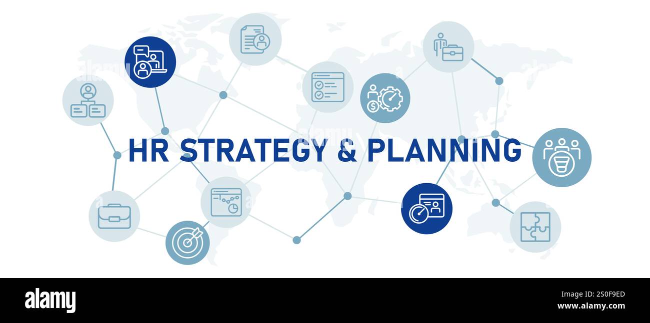 HR strategy and planning concept with icon set human resource ...