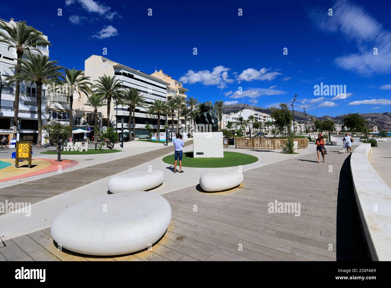 The promenade at Mirador Paseo Maritimo, coastal fishing town of Altea ...