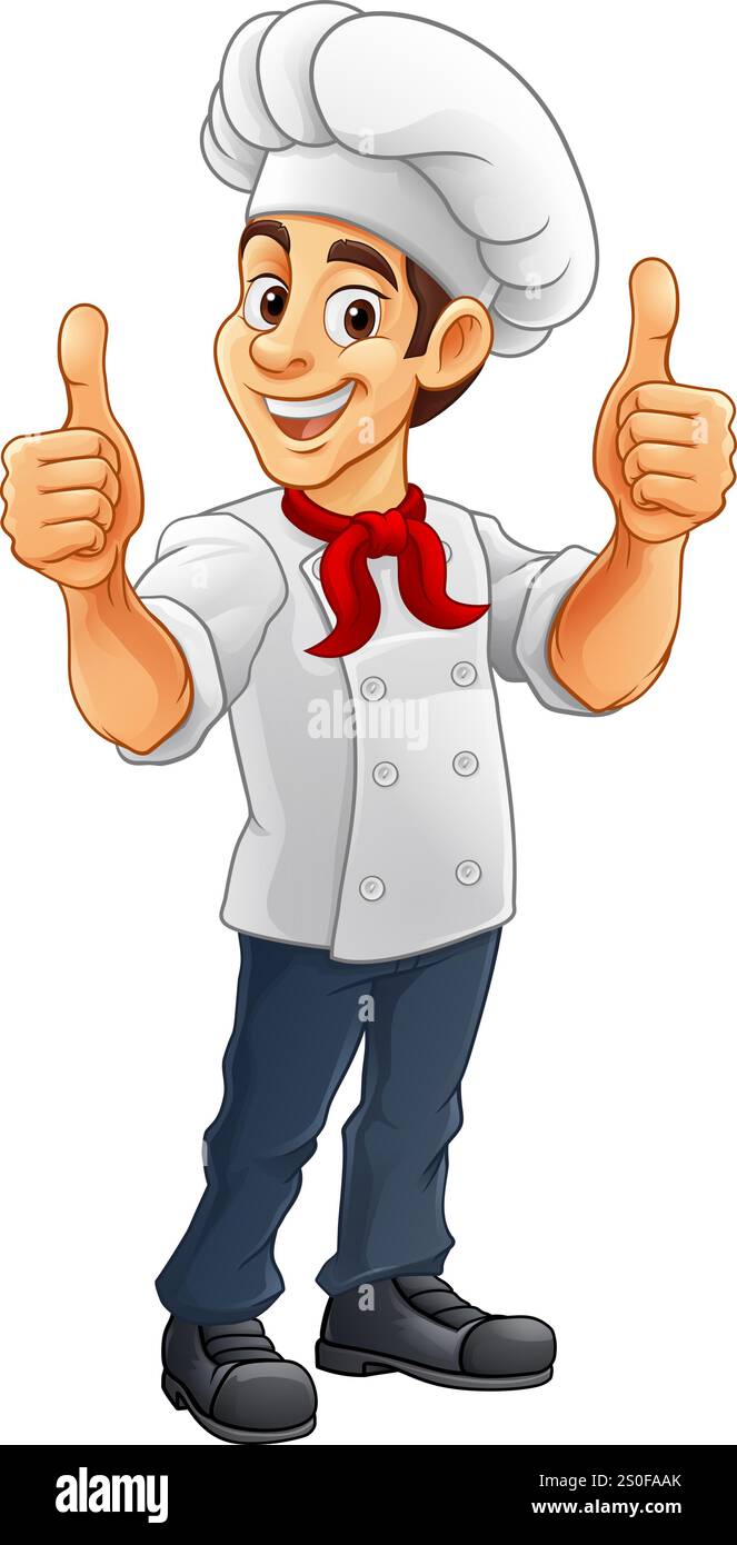 A chef or baker cartoon cook food man mascot character giving a thumbs ...