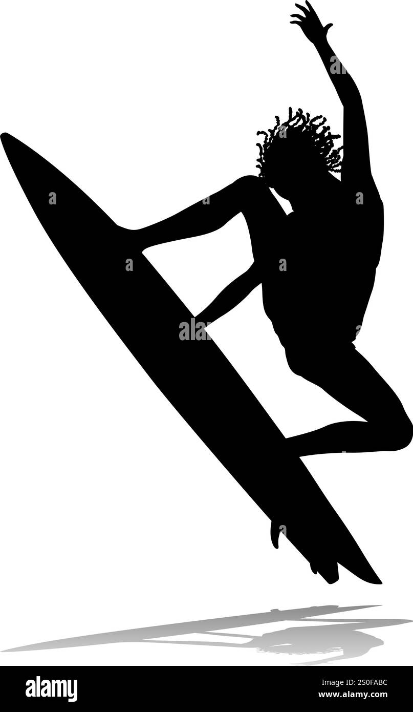Surfer surfboard boarding female surfer surfing silhouette outline ...