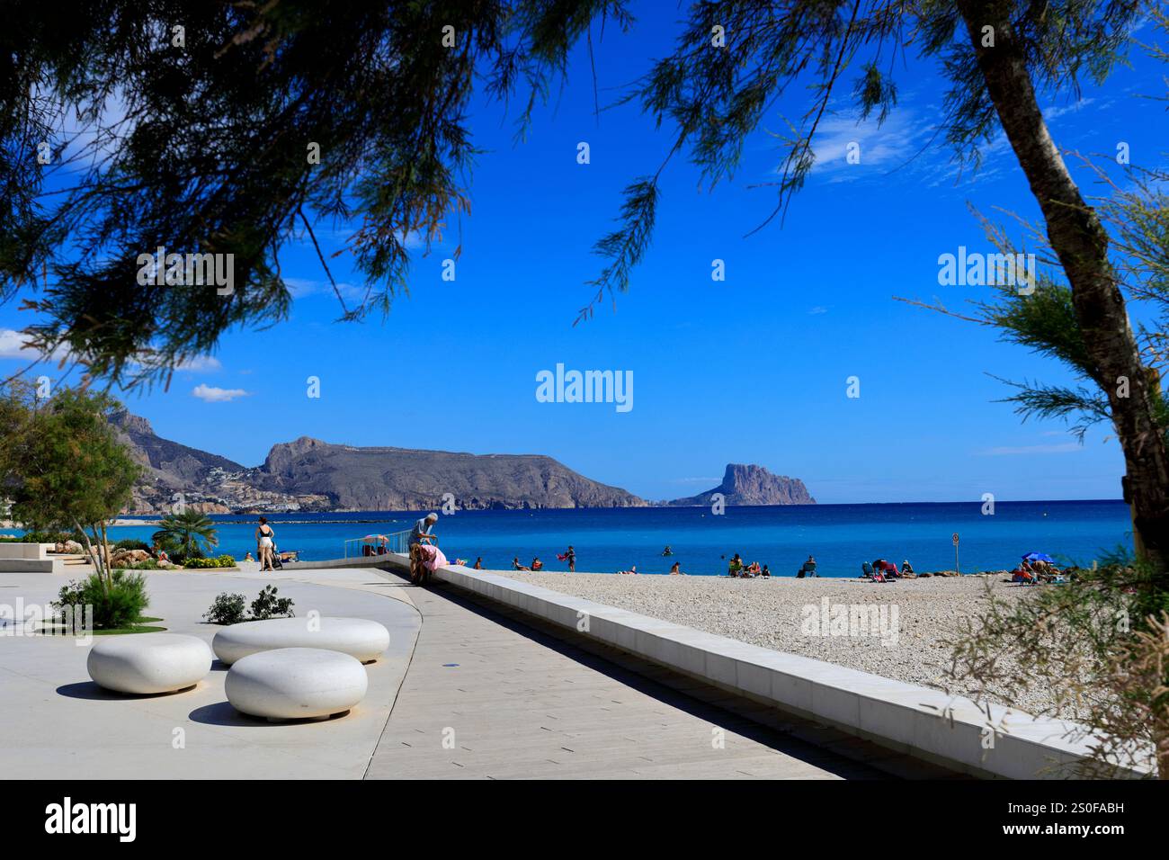 The promenade at Mirador Paseo Maritimo, coastal fishing town of Altea ...