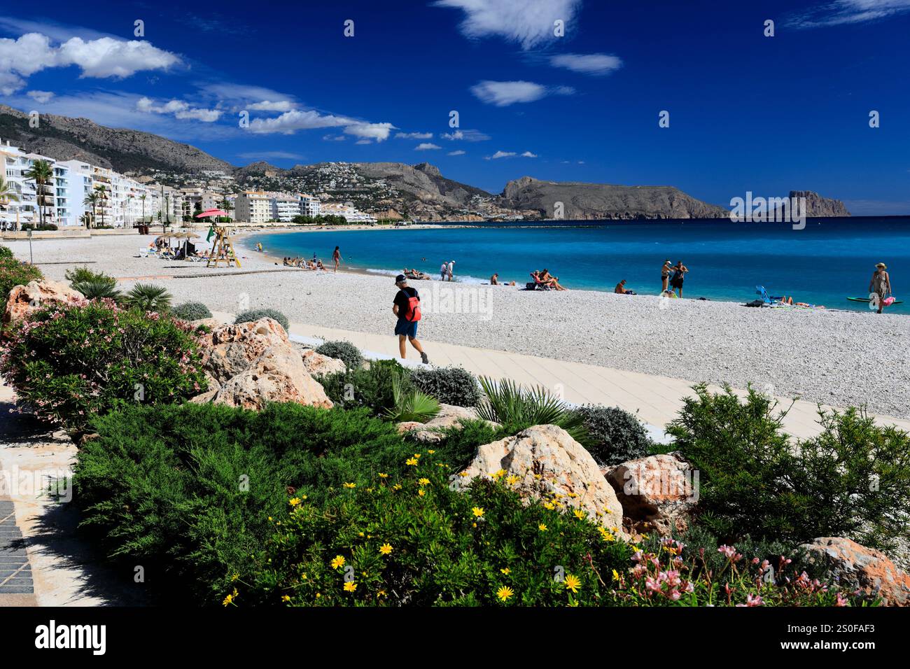 The promenade at Mirador Paseo Maritimo, coastal fishing town of Altea ...