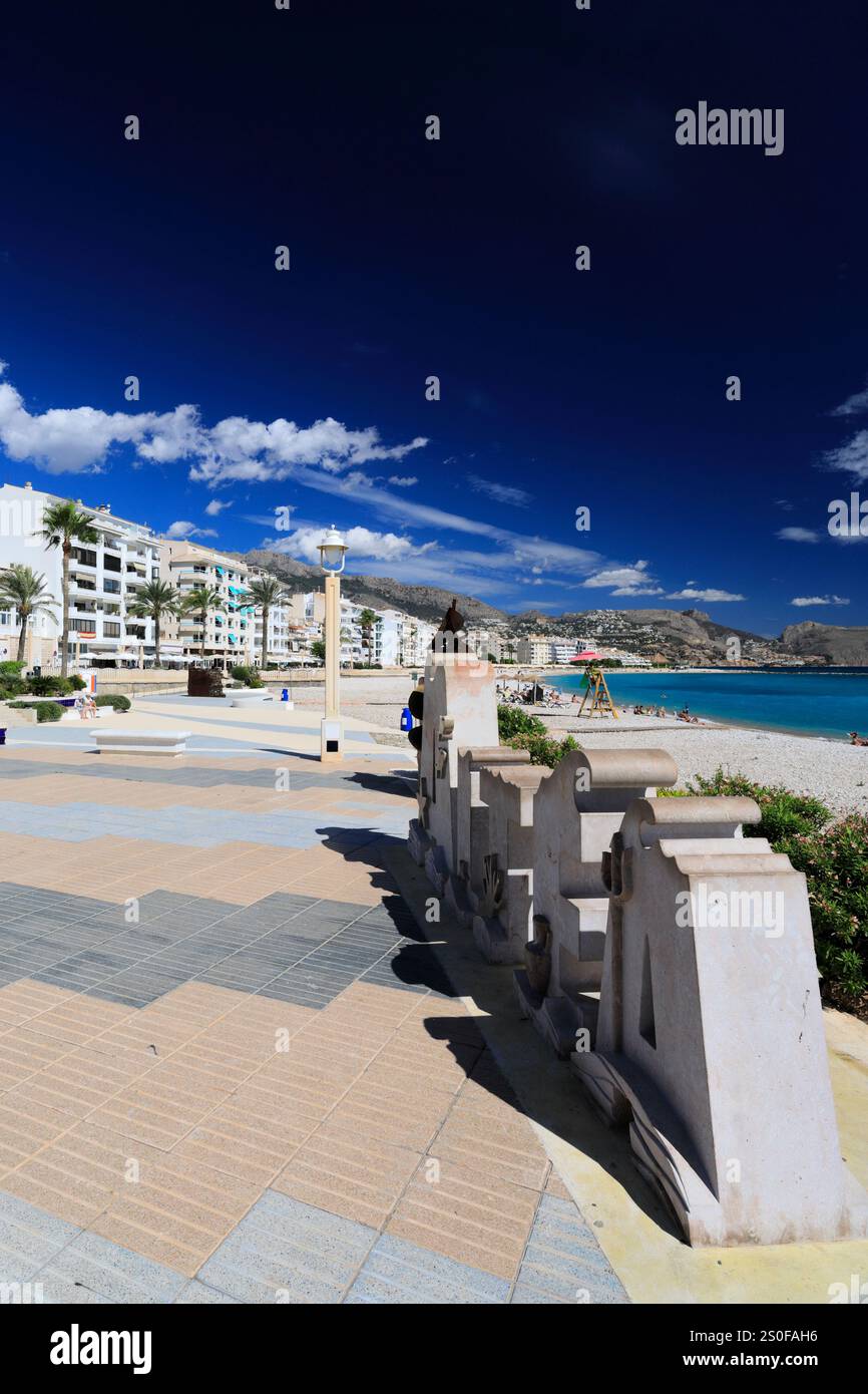 The promenade at Mirador Paseo Maritimo, coastal fishing town of Altea ...