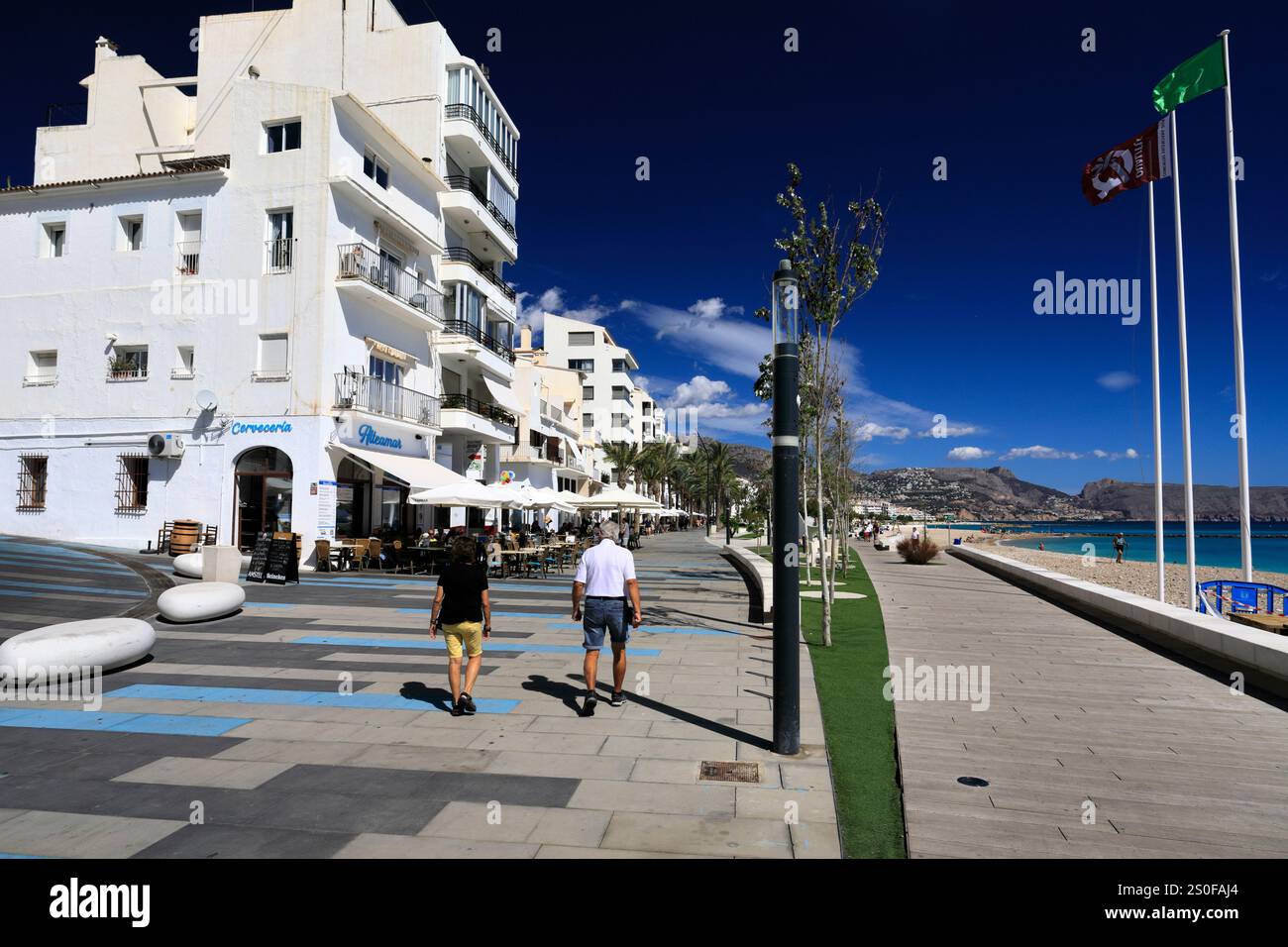 The promenade at Mirador Paseo Maritimo, coastal fishing town of Altea ...