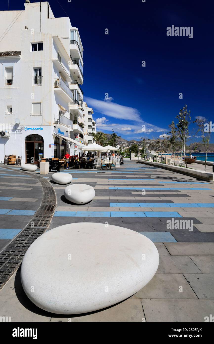The promenade at Mirador Paseo Maritimo, coastal fishing town of Altea ...