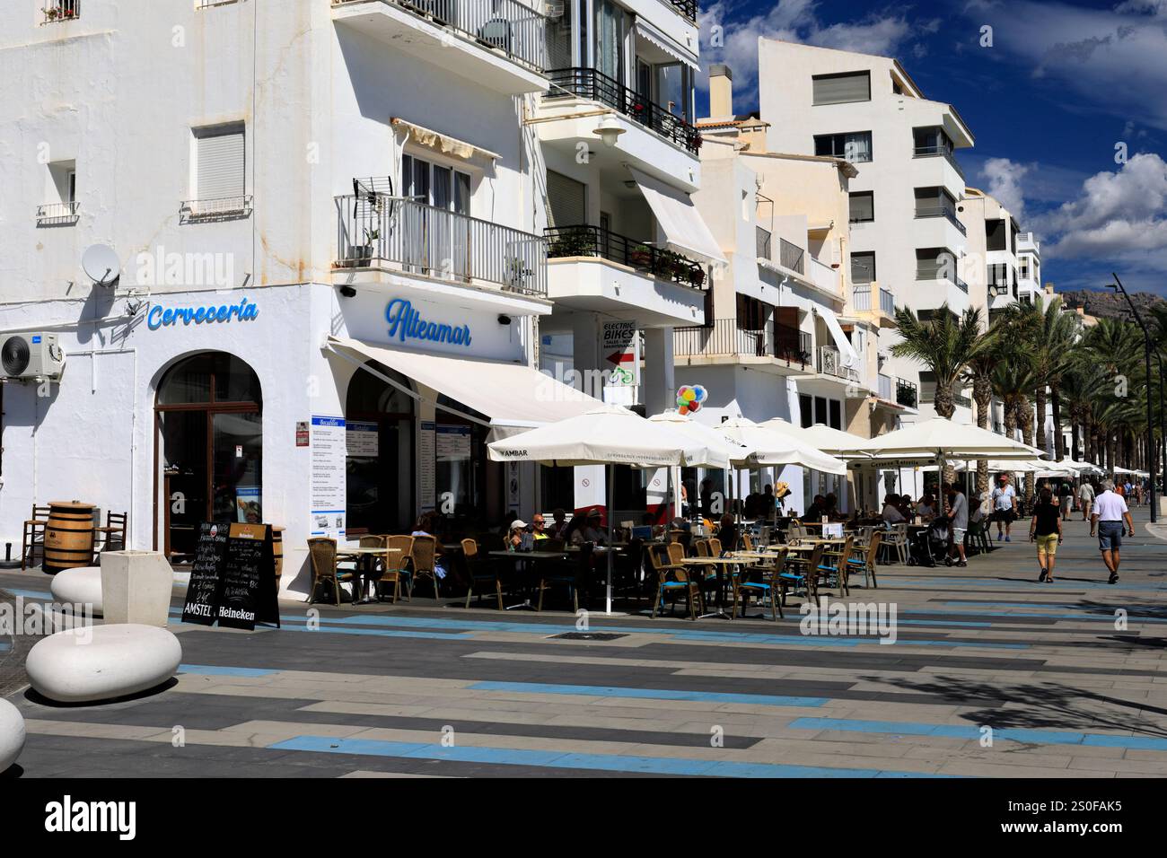 The promenade at Mirador Paseo Maritimo, coastal fishing town of Altea ...