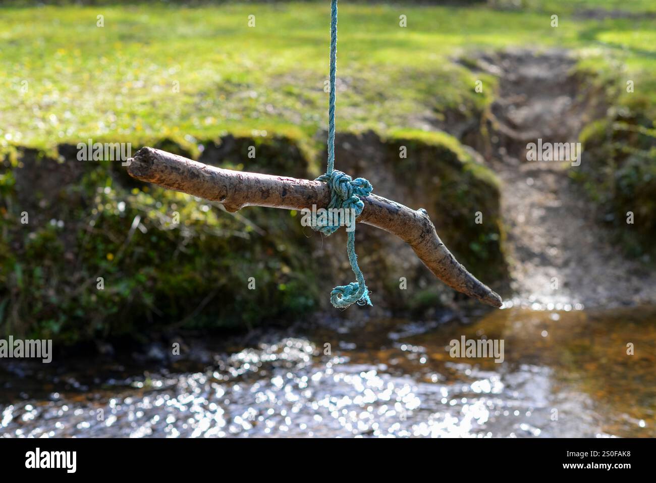 Rope swing over water Stock Photo - Alamy