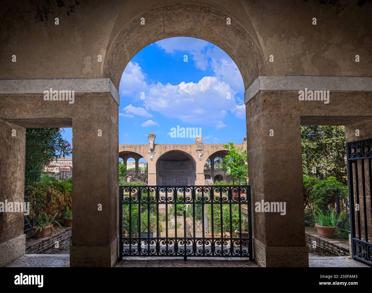 View of the Roman Forum from Farnese Gardens in Rome, Italy: in the ...