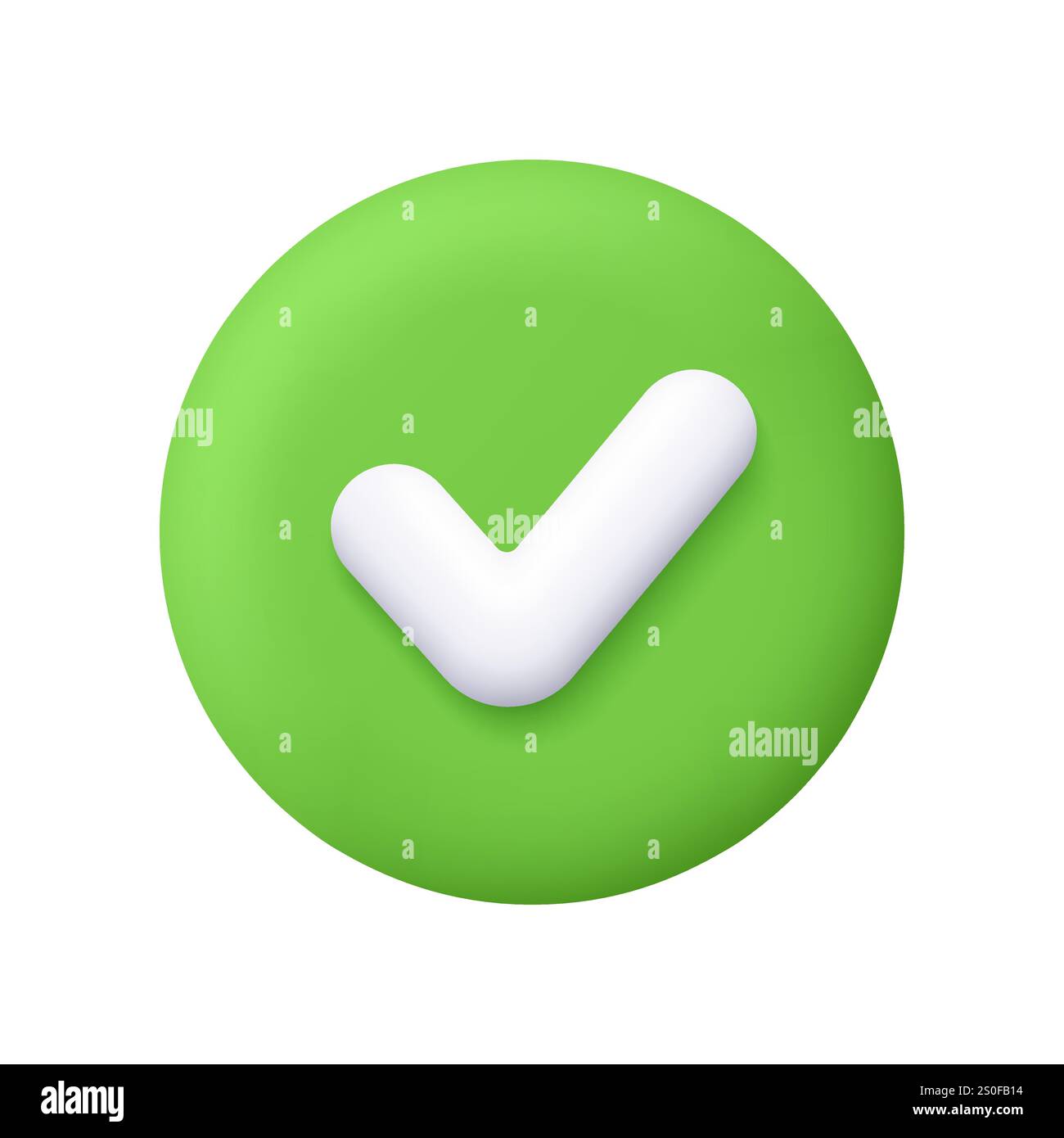 White check mark on green circle button.Done mark, yes or correct sign. Approvement concept. 3d ...