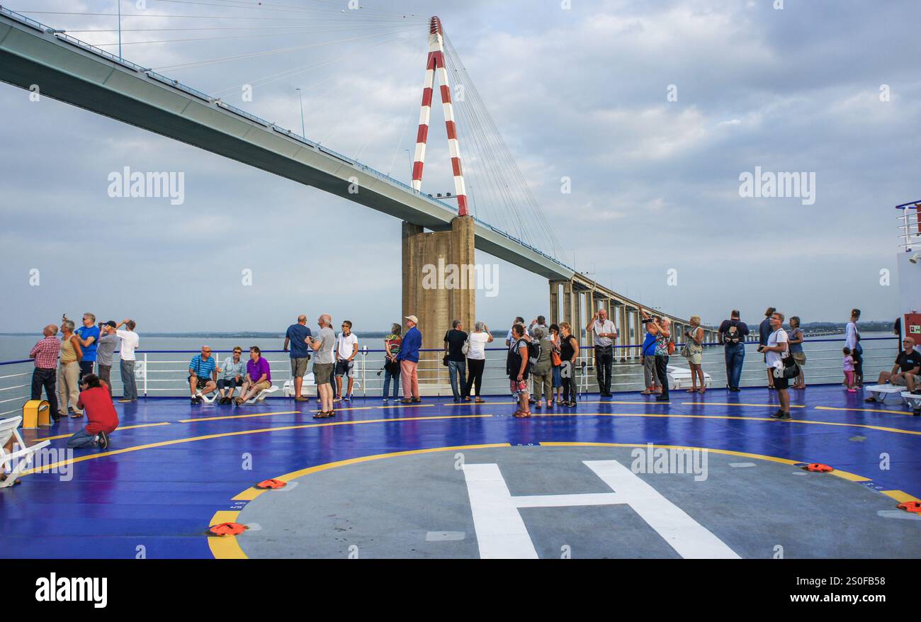 FILE PICS: At Sea, St Nazaire bridge. Dec 28, 2024: Helipad on upper ...