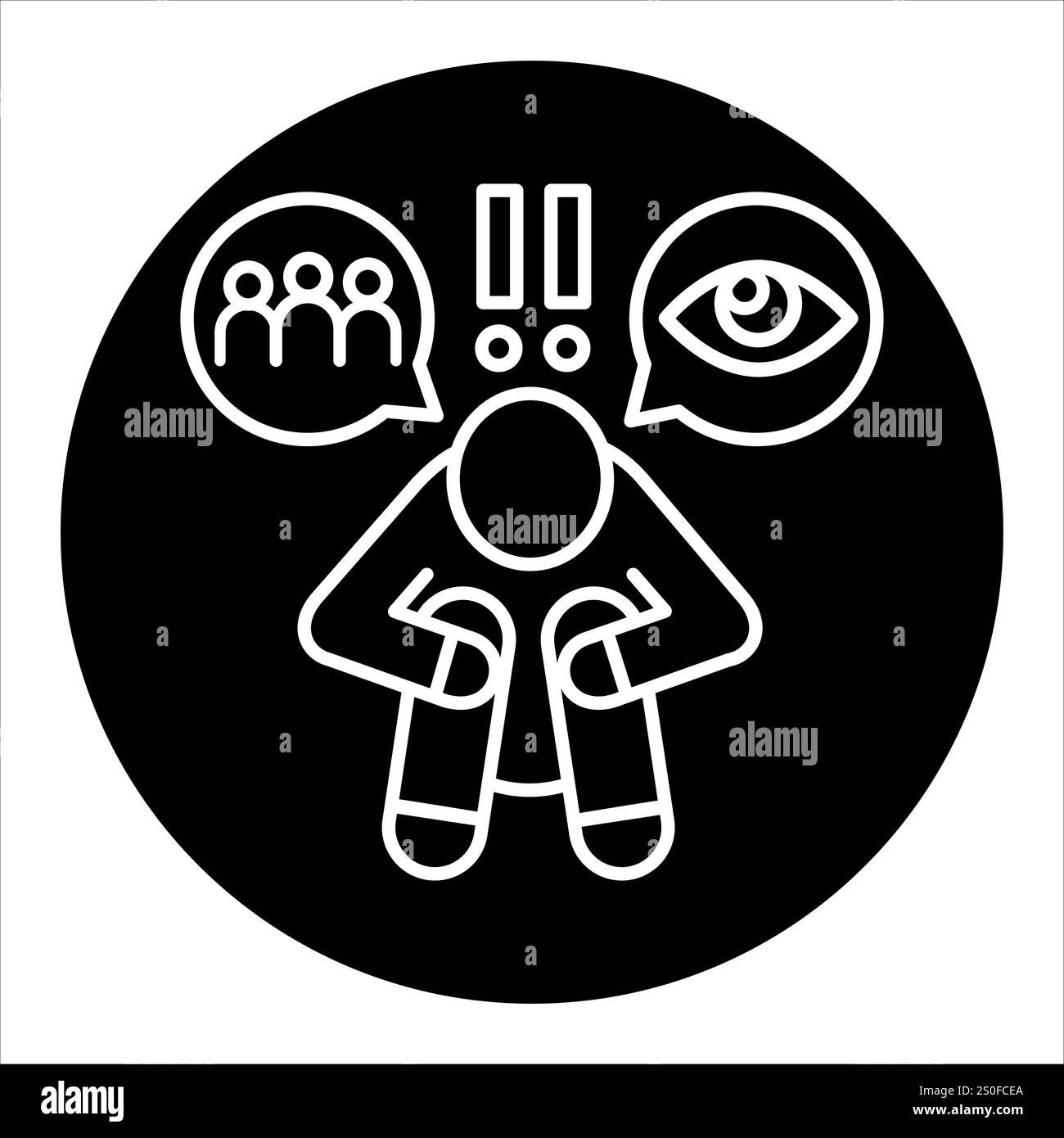 Social phobia line color icon. Sign for web page, mobile app, button ...