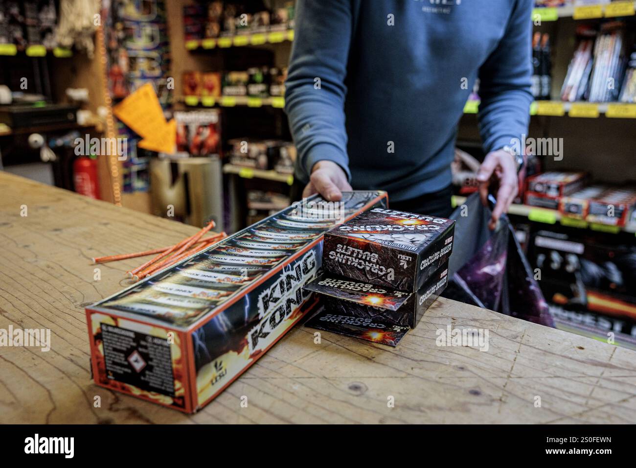 ENSCHEDE - Customers in a store during the sale of fireworks. Until ...