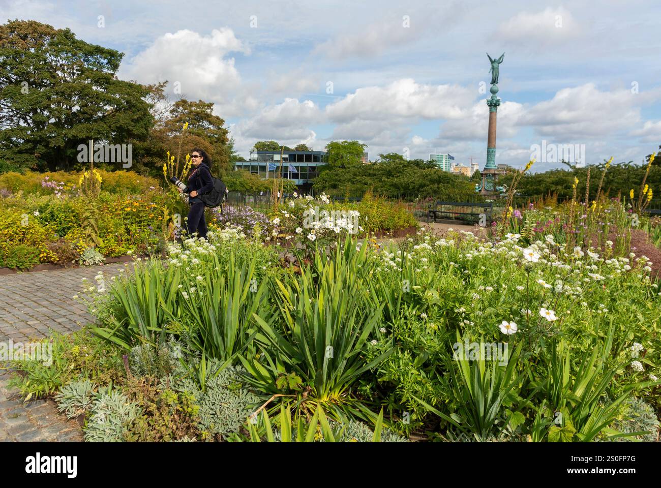 Copenhagen, Denmark, Tourist, Woman, Visiting Public danish garden ...